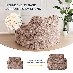 MAXYOYO Giant Bean Bag Chair, Faux Fur Stuffed Bean Bag Couch with Filler Large Living Room Bean Bag Chair for Adults, Big Lazy Sofa Accent Chair with Pocket Floor Chair for Gaming, Reading, Coffee