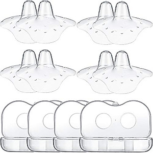 8 Pieces Contact Nipple Protector Nipple Breastfeeding Everters with Carrying Case Silicone Nipple Extender Without BPA for Helping Moms Breastfeeding Flat Inverted Nipples (Clear,20 mm/ 0.78 Inch)