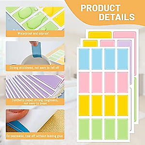 Rectangular Assorted Color Waterproof Removable Labels Self-Adhesive Name Label Stickers for Office School Supplies, Water Bottles, Daycare, Food Containers Classification Mark Name Sticker (260)