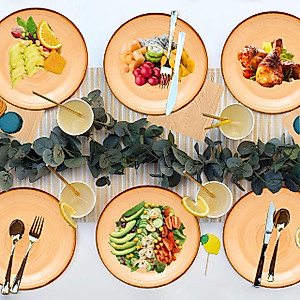 80Pcs Wood Grain Party Supplies Rustic Wood Grain Party Set 7"Wood Grain Paper Plate Wood Slice Napkins for Camp Fire Camping Woodland Animal Baby Shower Lumberjack Birthday Party Decorations|Serve 40