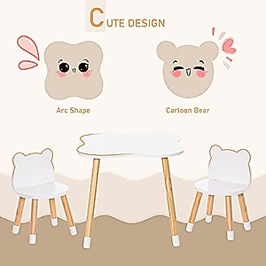 Qaba Wooden Kids Table and Chair Set Ideal for Arts, Meals, Homework, Cute Toddler Activity Table for Age 3 Years+, Grey