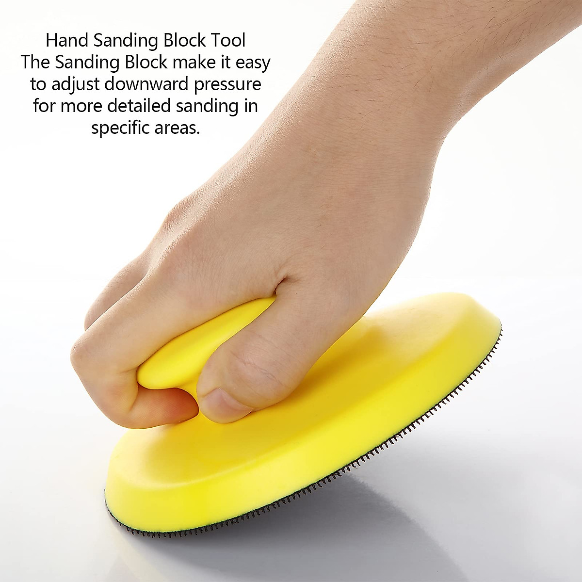 MIVIDE 4 PCS 5 inch Hook and Loop Hand Sanding Block, Round Mouse-Shaped Nano Gray Bottom for 5 Inch Hook and Loop Discs Ideal for Woodworking, Furniture Restoration, Automotive Body Arts and Crafts