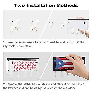 Puerto Rico Flags Rican Funny Cute Key Holder Wall Decorative Mounted with Mail Shelf 5 Hooks
