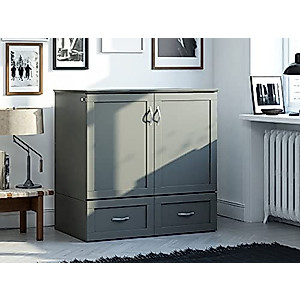 AFI Hamilton Murphy Bed Chest with Charging Station, Twin XL, Grey