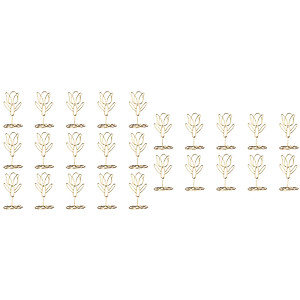 MANMAOHE 25Pcs Gold Table Number Holders Rose Flower Shaped Wire Picture Holder Small Size Table Card Holders Table Number Stands Photo Stand for Centerpieces Wedding Party Birthday