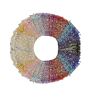 Stratalife 100PCS Organza Bags 4x6 Small Bags Small Size Mesh Bags Drawstring Jewelry Bags Small Sheer Bags for Wedding Return Bags Sachet Bags Bulk (Mixed Eyelash 4x6)