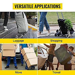 VEVOR Stair Climbing Cart, 15.4" x 10.6" Folding Hand Truck, 176 LBS Weight Capacity Aluminum Alloy Hand Cart with 10 Crystal Castors Suitable for Carry Luggage, Shopping Groceries, Transport Goods