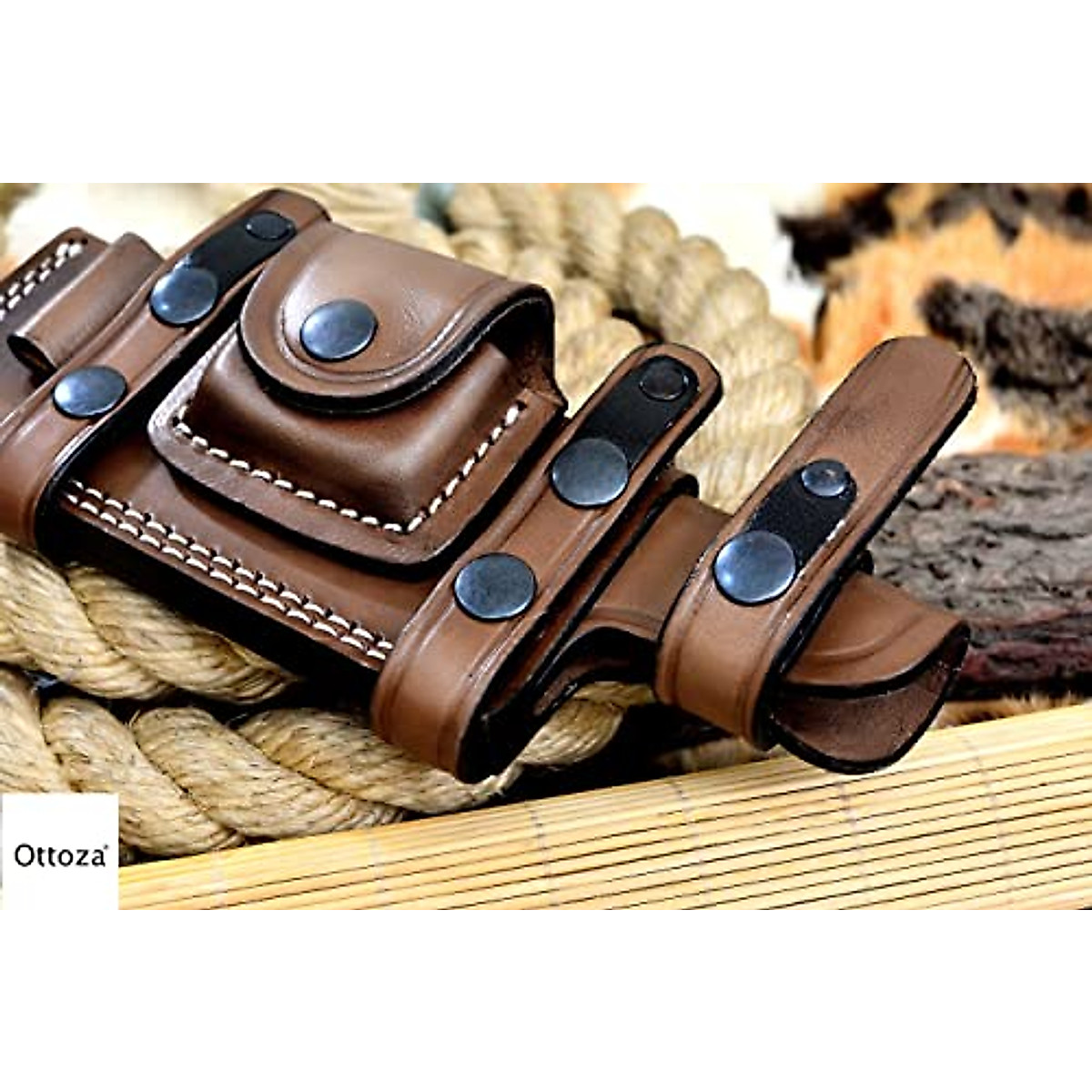 Ottoza Handmade Leather Knife Sheath RIGHT HAND Tracker Knife Sheath - Bushcraft Knife Sheath - Hunting Knife Sheath - Survival Knife Sheath Horizontal Carry Dark Brown TOP GRAIN LEATHER No:37