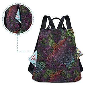 ALAZA Boho Sea Turtle With Lotuses And Mandala Backpack for Daily Shopping Travel