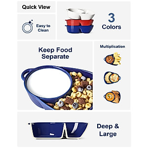 LE TAUCI Chip and Dip Bowls, Anti-Soggy Cereal Bowl, Soup and Side/Cracker Bowls Sets for Breakfast, Soup and Sandwich, Bread Dipping Bowls, Set of 2, Blue