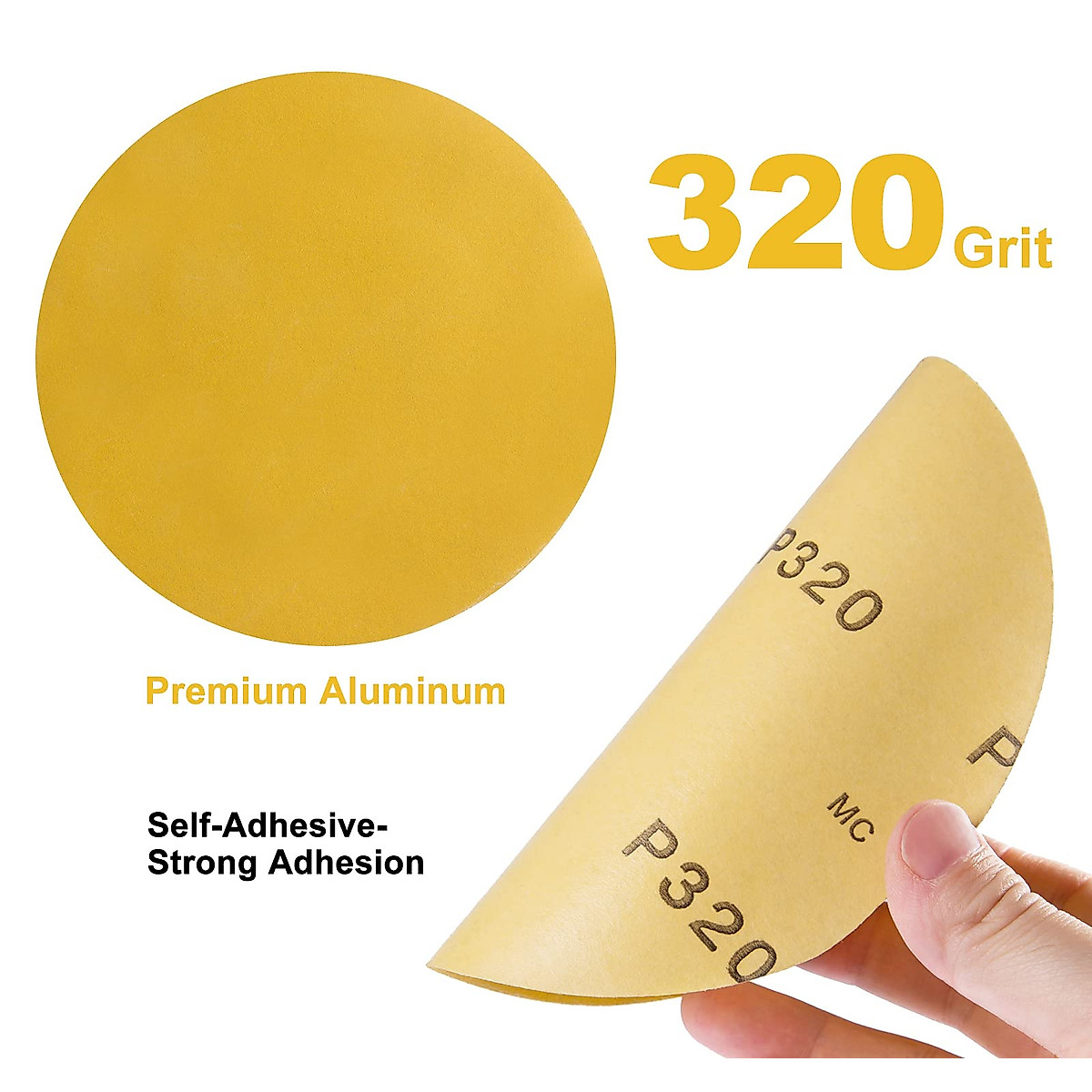 Shawya 100 PCS 6 Inch PSA Sanding Discs 320 Grit Sticky-Back Sandpaper Roll Adhesive Backed Sandpaper for DA Sander Self Stick Round Automotive Sandpaper