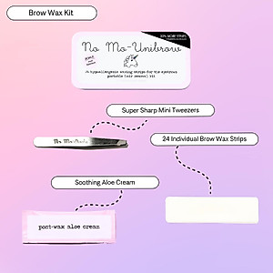 No Mo-Unibrow Hair Removal Waxing Kit - Waxing Strips For Eyebrows, Face, Upper Lip, and Chin - As Seen On Shark Tank - Travel Friendly Wax Strip For Face - Wax Strips and Mini Tweezers - 2 Pack