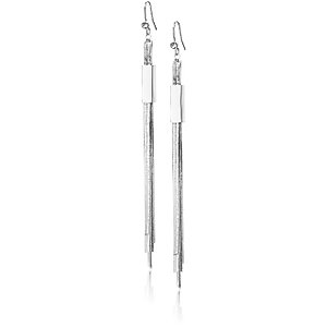 GUESS "Basic" Silver Foldover Flat Chain Linear Drop Earrings
