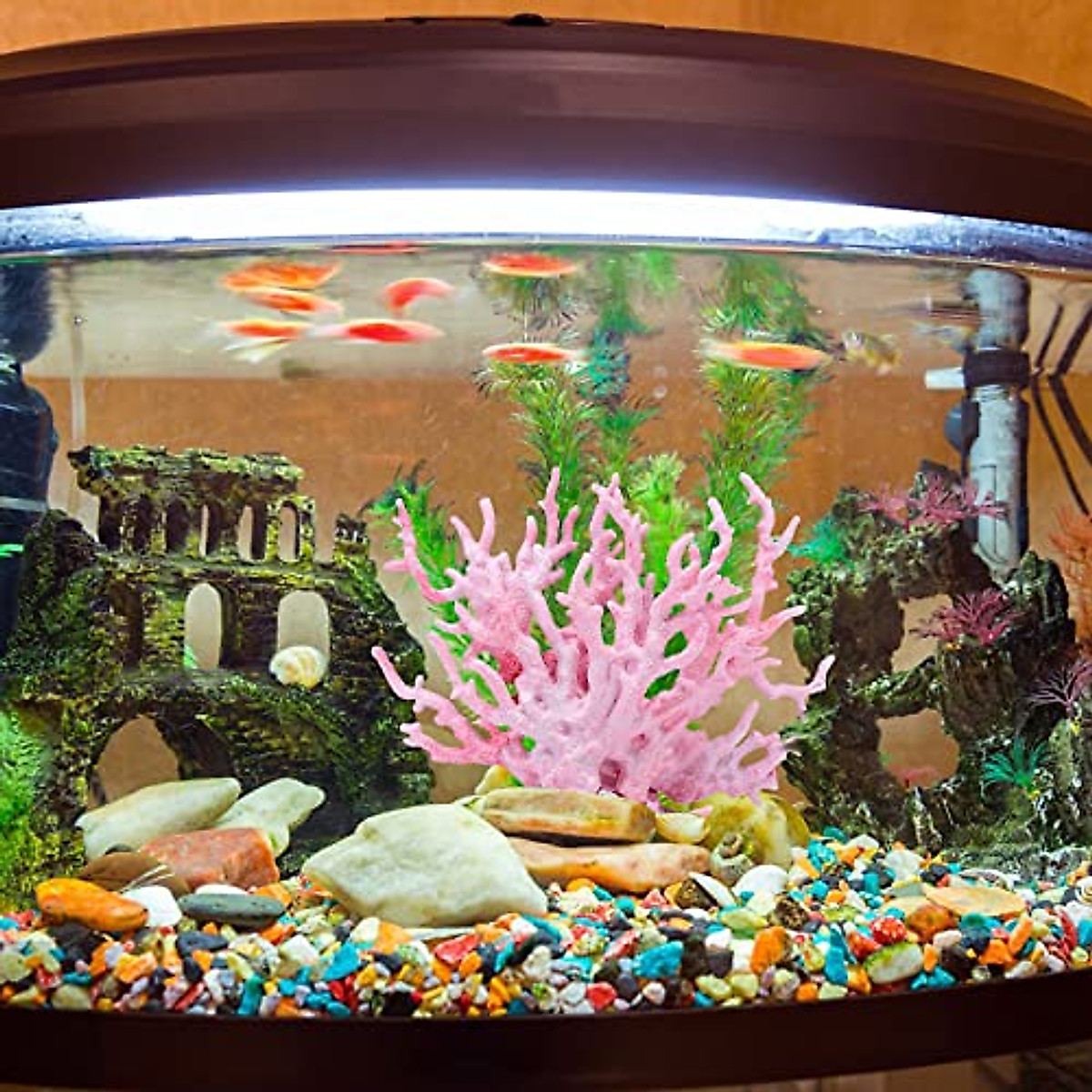 BLLREMIPSUR 2 PCS Aquarium Coral Ornament, Blue Pink Coral Reef Decor, Artificial Plants Fish Tank Decorations