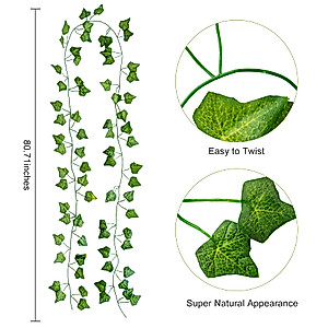 24pcs 168Ft Fake Vines Ivy Leaves Artificial Ivy Garland Greenery Hanging Plants for Wedding Garden Home Office Dorm Wall Decor