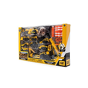 CAT Construction Toys, Little Machines Mega Activity Playset w/ 41 Pieces, XL Crane/Excavator & Construction Site Accessories - Kids Toys 3+