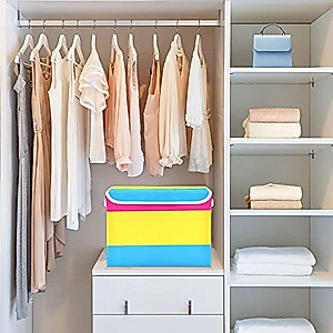 Krafig Novelty Rainbow Flag Foldable Storage Box Large Cube Organizer Bins Containers Baskets with Lids Handles for Closet Organization, Shelves, Clothes, Toys