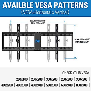 Mounting Dream TV Wall Mount for 42-86" TV, Tilting TV Mount with Level Adjustment Fits 16", 18", 24" Studs Easy for TV Centering, Wall Mount TV Bracket Max VESA 800x400mm, 120 LBS Loading, MD2263-XLK