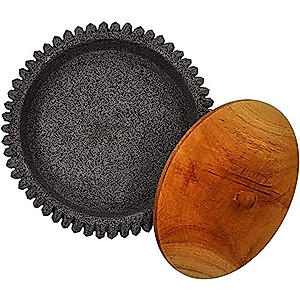 CEMCUI Tortilla Holder Made From Volcanic Rock, Wooden Lid, Handmade Tortillero, Tortilla warmer