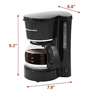 Elite Gourmet Maxi-Matic Automatic Brew & Drip Coffee Maker with Pause N Serve Reusable Filter, On/Off Switch, Water Level Indicator, 5 Cup Capacity, Black, (EHC-5055#)