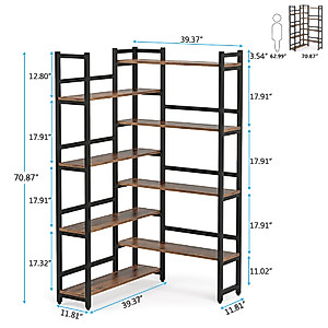 LITTLE TREE Corner Bookshelf 70.8” Tall Industrial Bookcase for Living Room Home Office