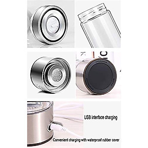 Hydrogen Rich Health Cup Alkaline Ionizer Generator USB Rechargeable Electrolysis Generator Ionization Bottle Weak Alkaline Cup Anti-Oxidation and Anti-Aging Glass Health Cup