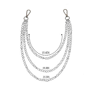 Zehope Layered Pant Chains Silver Goth Jean Chain Punk Hip Hop Wallet Chain Biker Pocket Chain Heavy Keychains for Women and Men