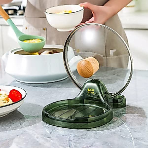 Multifunction Kitchen Spatula Rack, Multifunction Kitchen Spatula Rack with Lid Holder, Food Grade Plastic Spoon Holder for Multiple Utensils (Black)