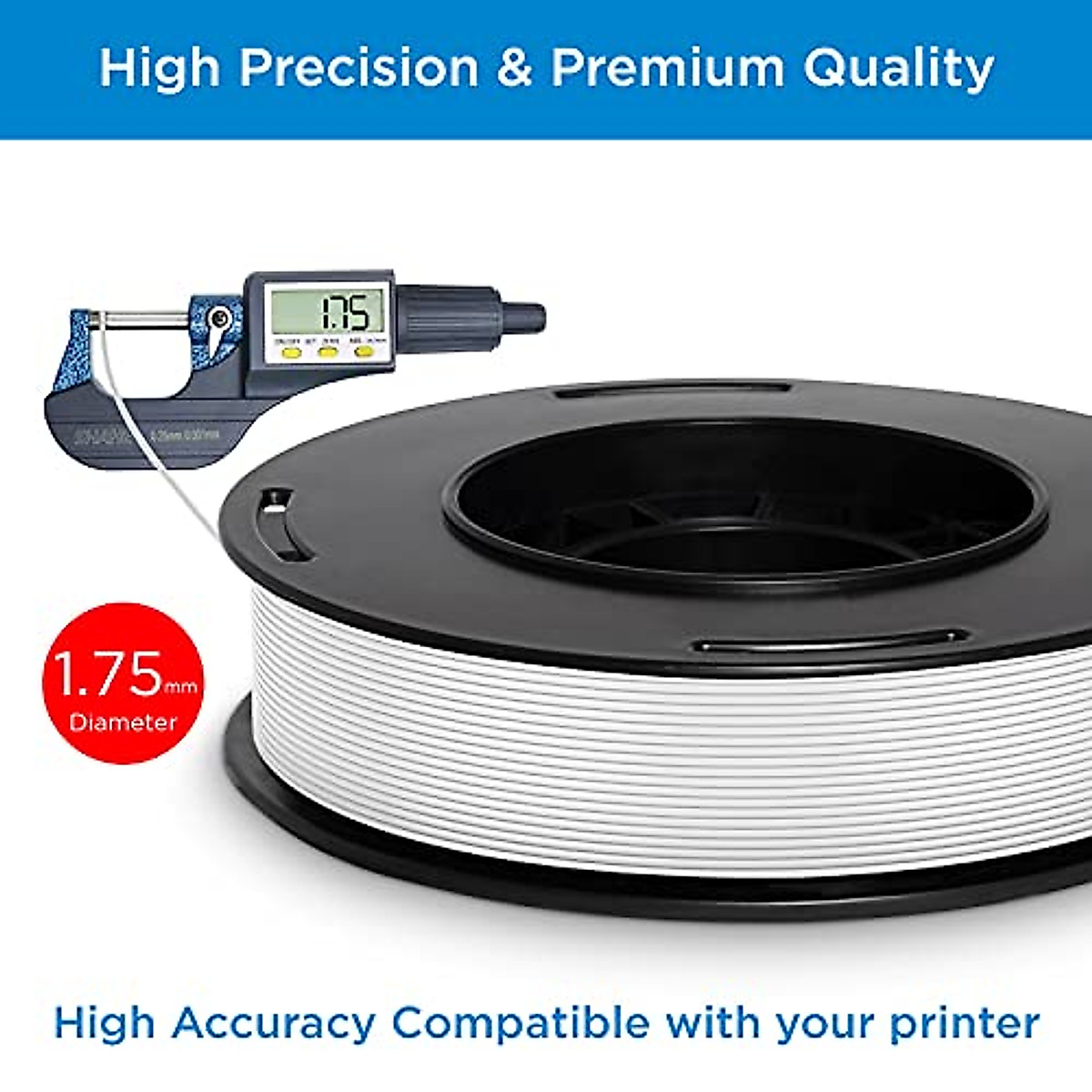 Luftzeuge PLA Filament 1.75mm with Excellent Adhesion - Dimensional Accuracy +/- 0.03mm for High Precision - Fit Most FDM Printers - 0.25KG Per Spool - 4 Colors Bundle (Black, White, Blue, Red)