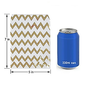 KIYOOMY 100 Pcs Gold Candy Buffet Bags Small Polka Dot Paper Treat Bags (Bright Gold, 5 inch X 7 inch)