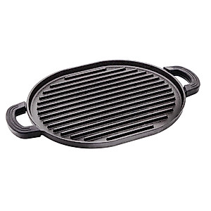 Nuwave Cast Iron Grill, 12.42”x10.21” Non-Stick Grilling Surface, Deep Grill Ridges, Pre-Seasoned, Stay-Cool Silicone Handles, Easy-to-Clean,Oven Safe,Stovetop,BBQ,Fire & Smoker,Induction-Ready,Black