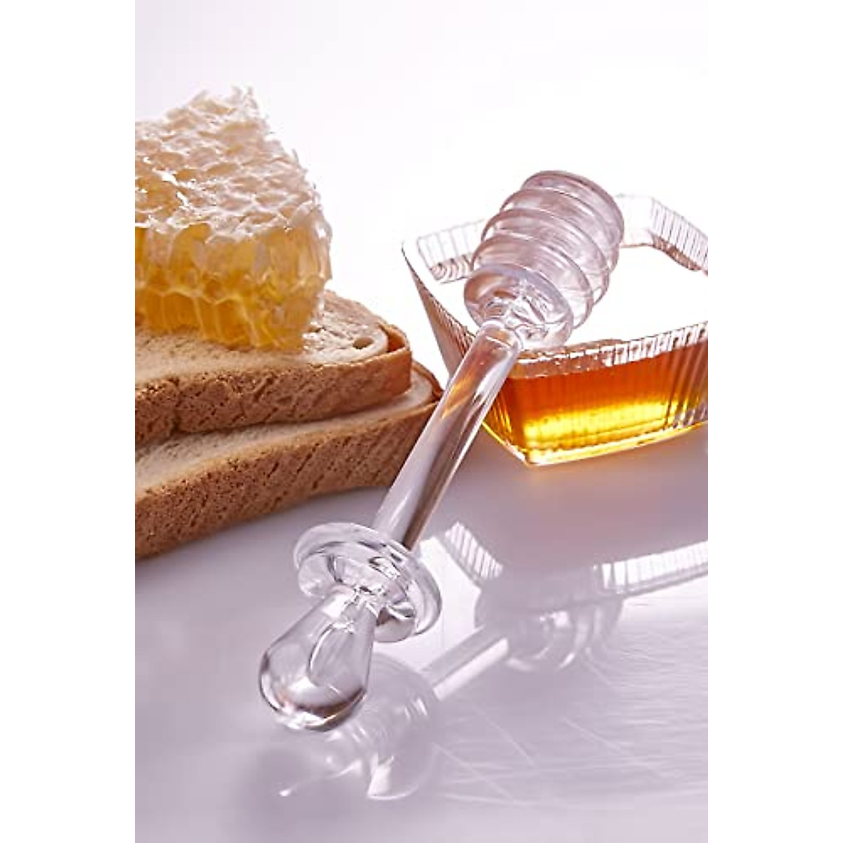 Touchstone Honey Jars with Dipper for Kitchen, Unbreakable Food Grade Acrylic Material, Honey Pot With Spoon, Tarro De Miel Con Cuchara. Honey holder, (3.5" x 5.6") (10 fl oz)