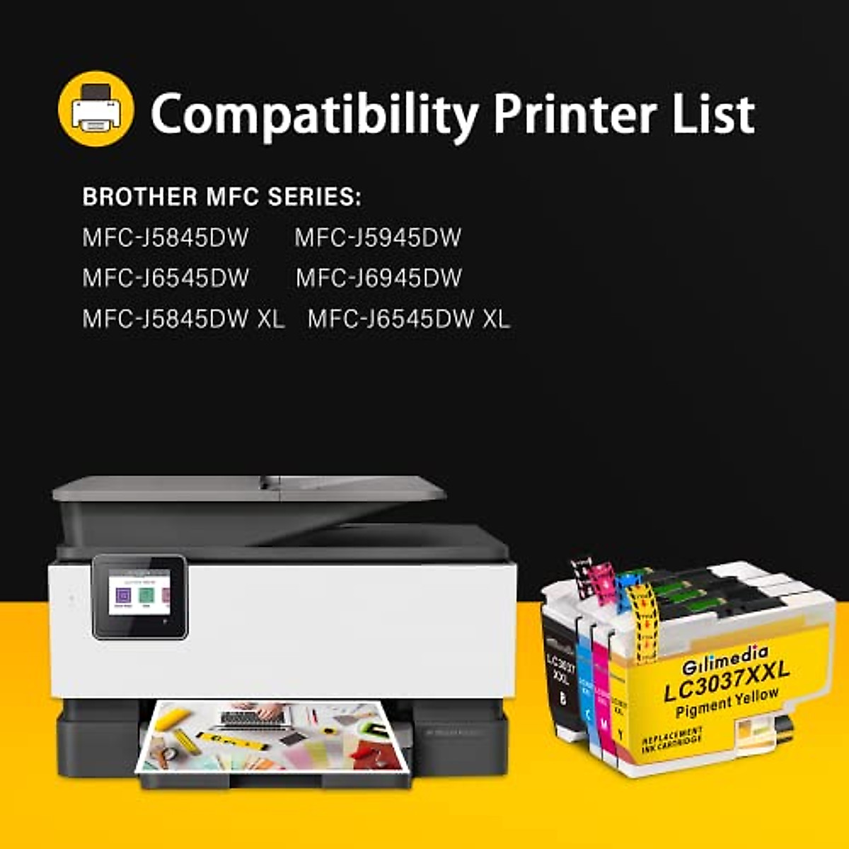 Compatible LC3037 Ink Cartridges Replacement for Brother LC3037XXL 3039 Work with MFC-J6945DW MFC-J6545DW MFC-J5845DW MFC-J5945DW Printer (BK C M Y)- 4 Packs