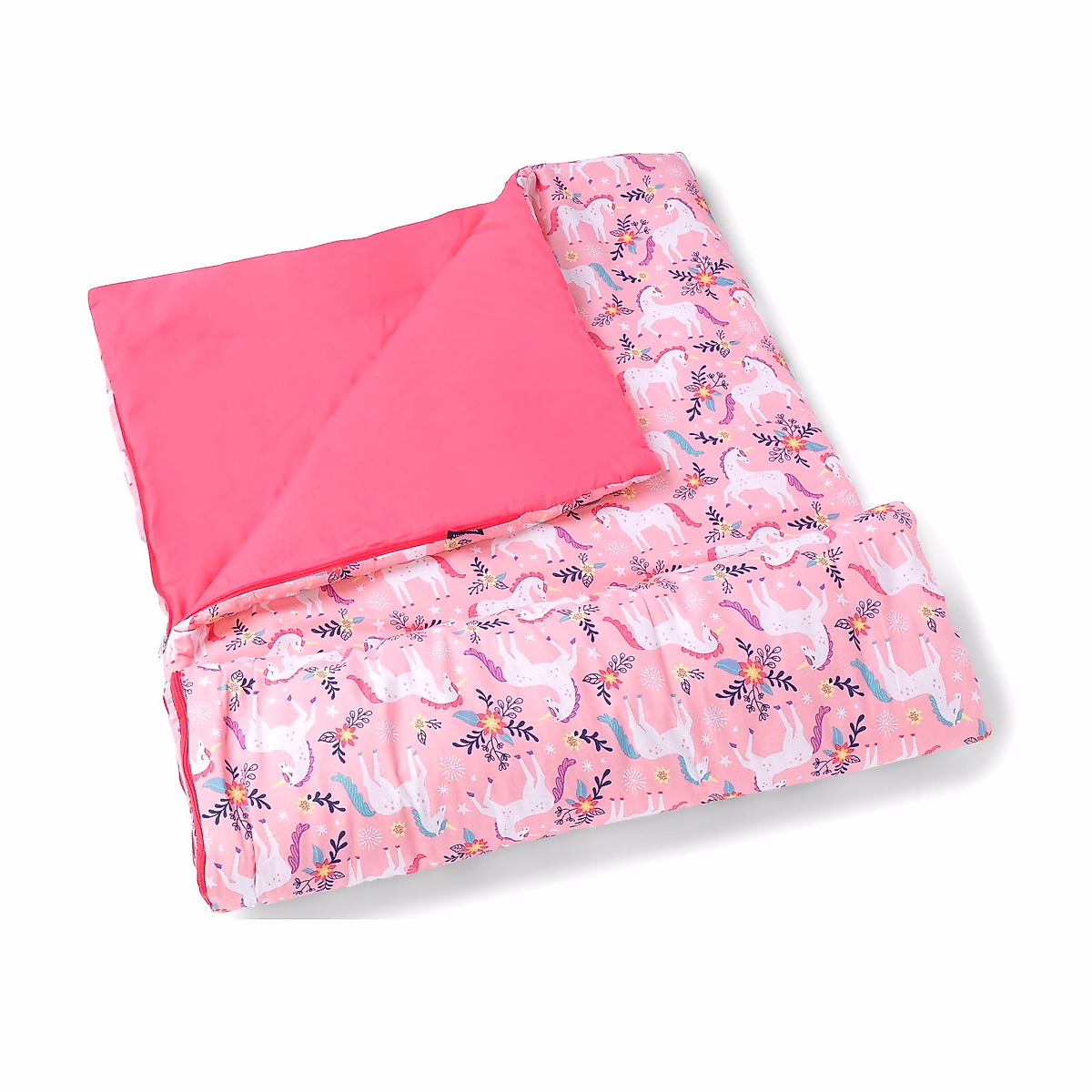 Wildkin Kids Sleeping Bags for Boys & Girls, Measures 57 x 30 x 1.5 Inches, Cotton Blend Materials Sleeping Bag for Kids, Ideal for Parties, Camping & Overnight Travel (Magical Unicorns)