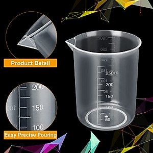 30PCS Plastic Beakers, 250ml Graduations, Premium Polypropylene, Plastic Graduated Measuring Cups for Home School Lab Science Experiment School Teaching Supplies,Tapered Spout