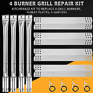 Replacement Parts for Kitchenaid 720-0745B 720-0745 720-0733A 720-0745A 720-0733 Grill Parts for Jennair Grill Parts 720-0720, Replacement 720-0745B Grill Burner Heat Plate Shield Igniter Electrode
