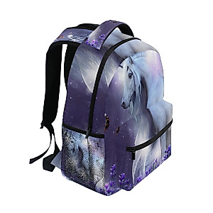 ZZKKO Fantasy Forest Animal Unicorn Boys Girls School Computer Backpacks Book Bag Travel Hiking Camping Daypack