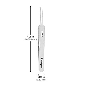 Excelta Ultra Fine Point Tweezers, Mini Straight Tapered For Microscopy, 4.25" Anti-Magnetic Stainless Steel, Basic