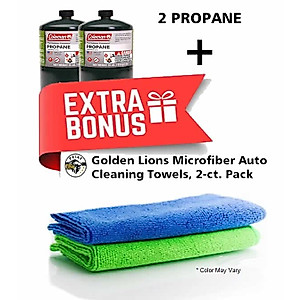 Propane Tank 2 Pack with Golden Lion Bonus: 2 Cleaning Towels Green 16oz