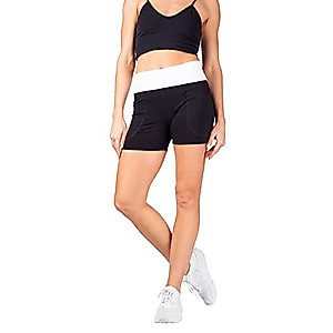 Blis 3 Pack Shorts for Women Foldover Biker Shorts for Women High Waisted Workout Yoga Shorts Booty Shorts for Women Black/White Small