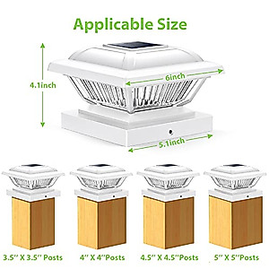 LETMY Solar Outdoor Cap Lights, 4 Pack Solar Powered Fence Post Lights, High Brightness Waterproof for 4x4, 4.5x4.5, 5x5 Posts Fence Deck Patio Garden Decoration