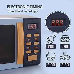Cuterabit Kids Microwave Toy with Light and Sound, Realistic Toy Kitchen Appliances, Play kitchen accessories and Play Food for Toddlers 3 Year Old Up Girls Boys, Blue