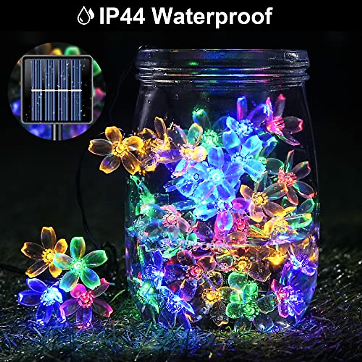 JMEXSUSS 2 Pack Flower Solar String Lights, Each 30.6FT 50LED Solar Lights Outdoor Waterproof, Cherry Blossoms Solar Fairy Lights Decorations for Garden Yard Patio Christmas Tree Party Decoration