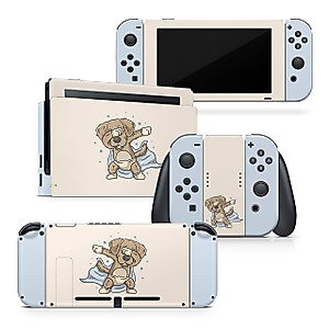 Tacky Design Cute Dog Skin Compatible with Nintendo Switch Skin Wrap Cover, Kawaii Blue Skin for Nintendo Switch Stickers, Premium Vinyl 3M Full Wrap Decal, Compatible with Joy-Con, Console, Dock.