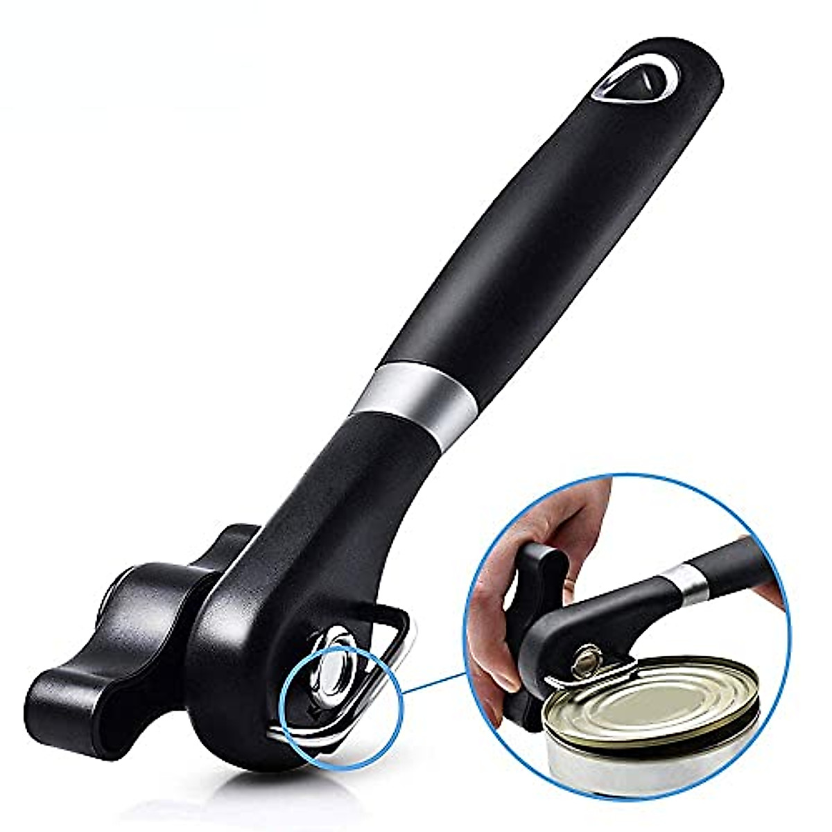 Can Opener Smooth Edge Manual, Can Opener Handheld, No Sharp Edges With Soft Grips, Food Grade Stainless Steel Cutting Can Opener, Professional Ergonomic Can Opener for Kitchen & Restaurant