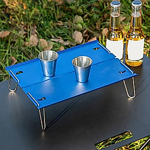 Gadpiparty Small Folding Camping Table: Portable Aluminum Outdoor Folding Table Camp Table Lightweight Beach Table for Picnic Cooking Beach Backpacking Blue