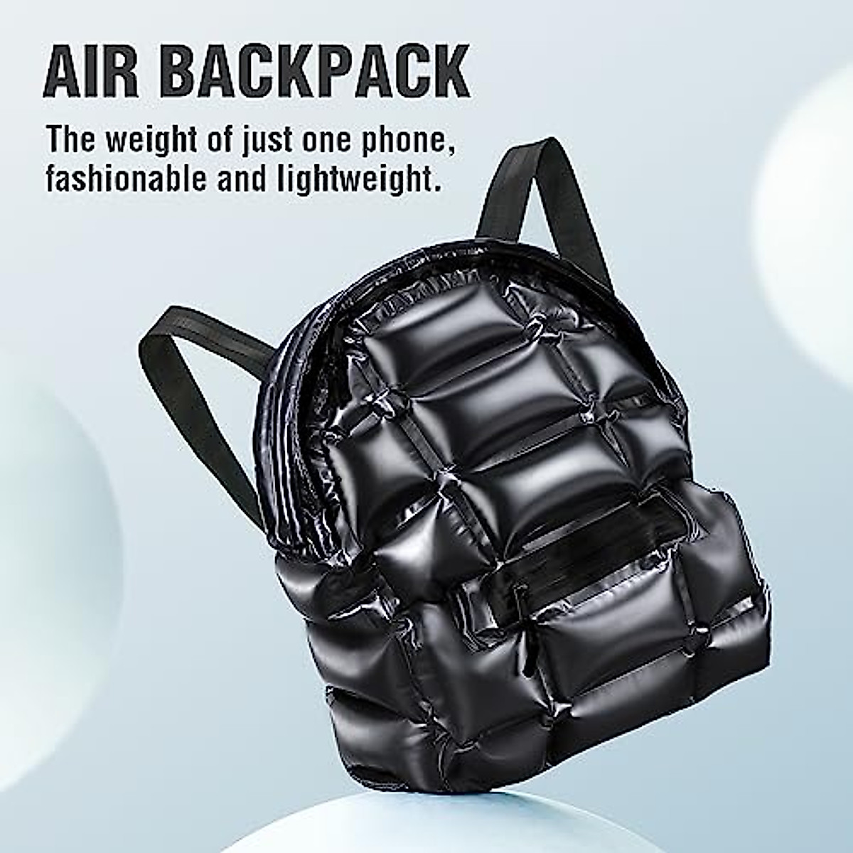 BUTI4WLD Puffer Backpack Travel Gym Bag Fashion Inflatable Designed Waterproof Backpack and Lightweight with Large Capacity Backpack for Women and Men, Black