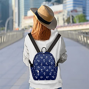 Anchor Nautical Theme Small Backpack for Women Girls, Mini Backpack Travel Casual Backpack Purse Satchel Daypack