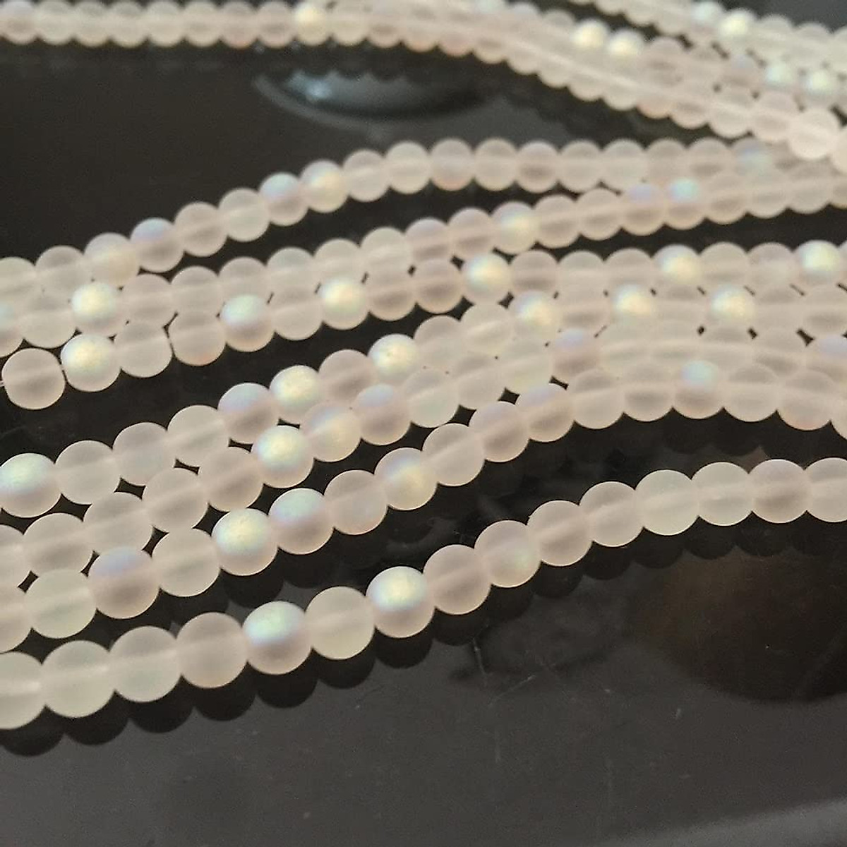 ccHuDE 200 Pcs Matte Crystal Glass Beads Mermaid Aurora Beads with Hole Jewelry Making Crafts DIY 4mm