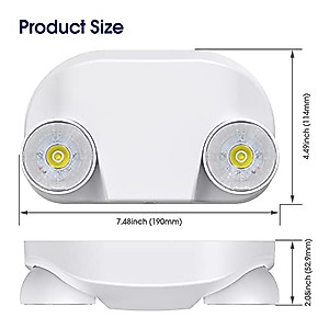 SASELUX Led Emergency Light with Remote Capable, Adjustable LED Lamp Heads Exit Lighting, Backup Battery White Emergency Lights, 120V-277V Dual Voltage, UL Certified (1 Pack)